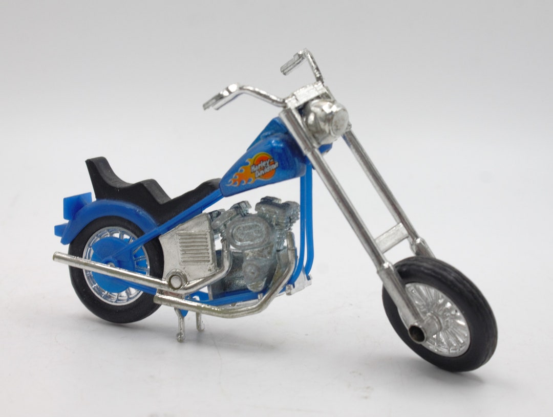Vintage 90s Matchbox Harley Davidson Chopper Motorcycle Metalic Blue ...