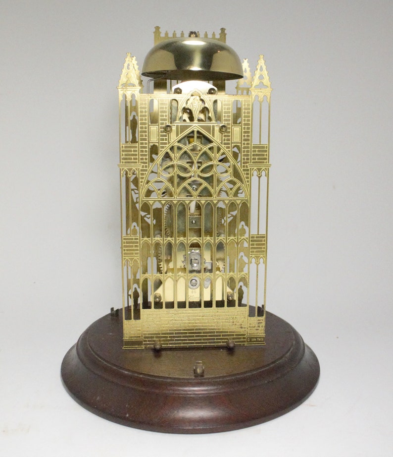 Vintage Brass Gothic Cathedral Clock Glass Dome Pendulum Bell - Etsy