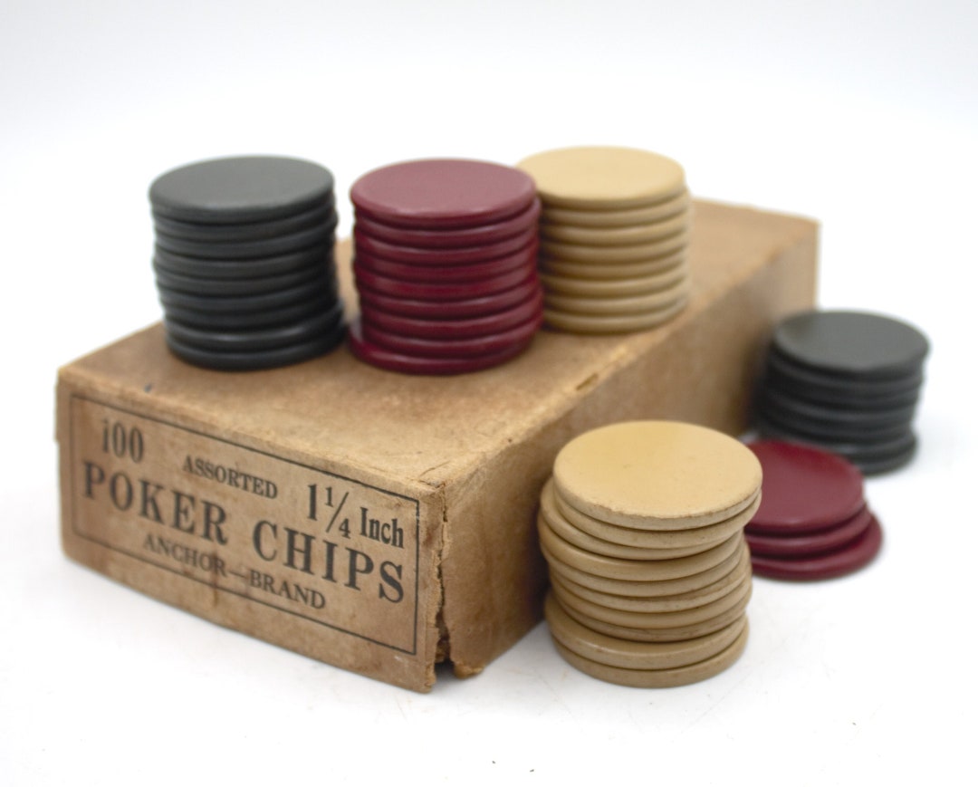 Vintage Poker Chip Set Assorted Red White Blue 1 1/4 Anchor USA - Etsy