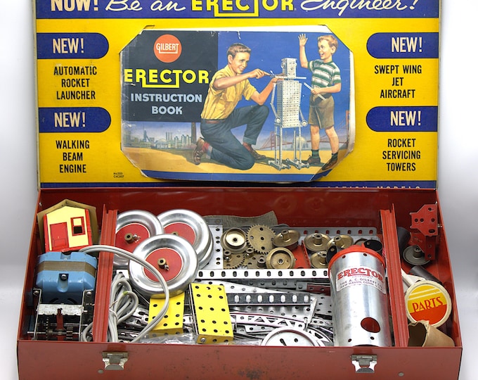 Vintage 1950s 60s Erector Set the Action Conveyor Set #10063 Steel ...