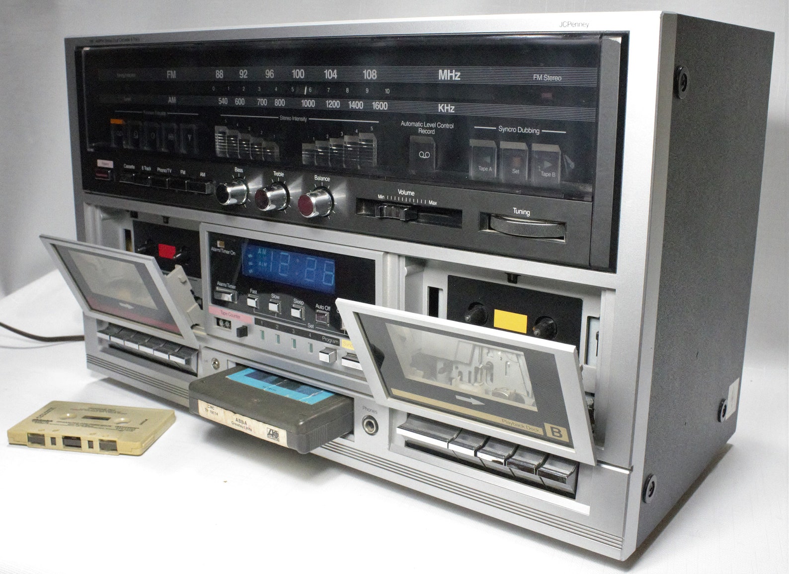 Vintage 80s Stereo System Dual Cassette Tape 8 Track Player AM/FM Radio ...