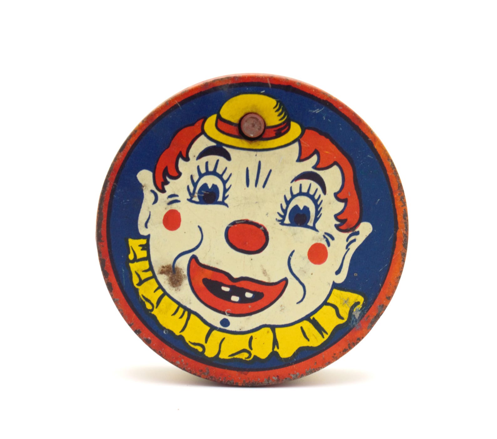 Vintage 1940s Clown Tin Toy Noise Maker Spinning Clacker Brightly ...