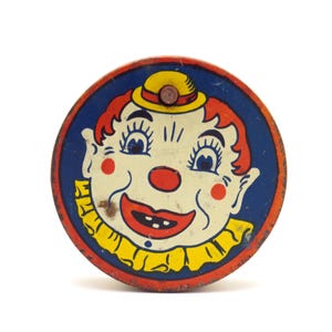 Vintage 1940s Clown Tin Toy Noise Maker Spinning Clacker Brightly ...