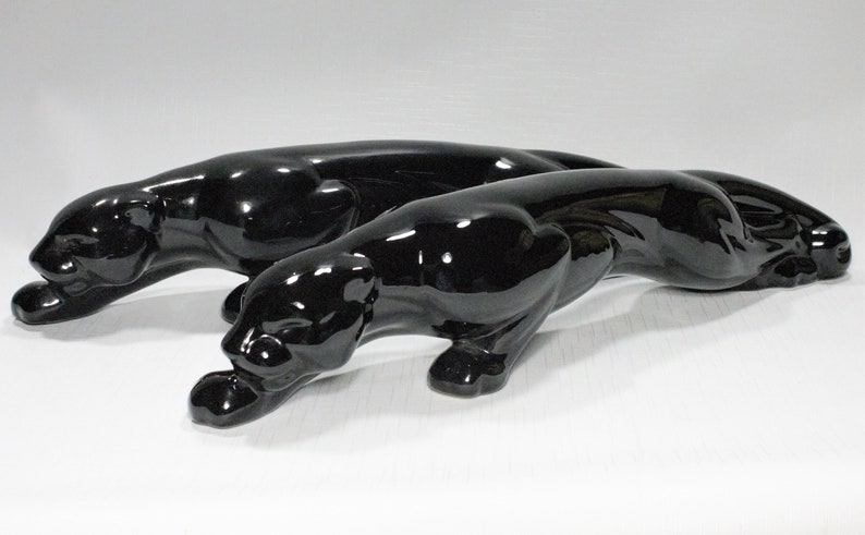 Vintage Black Panther Ceramic Sculpture Mid-century Art Pair - Etsy