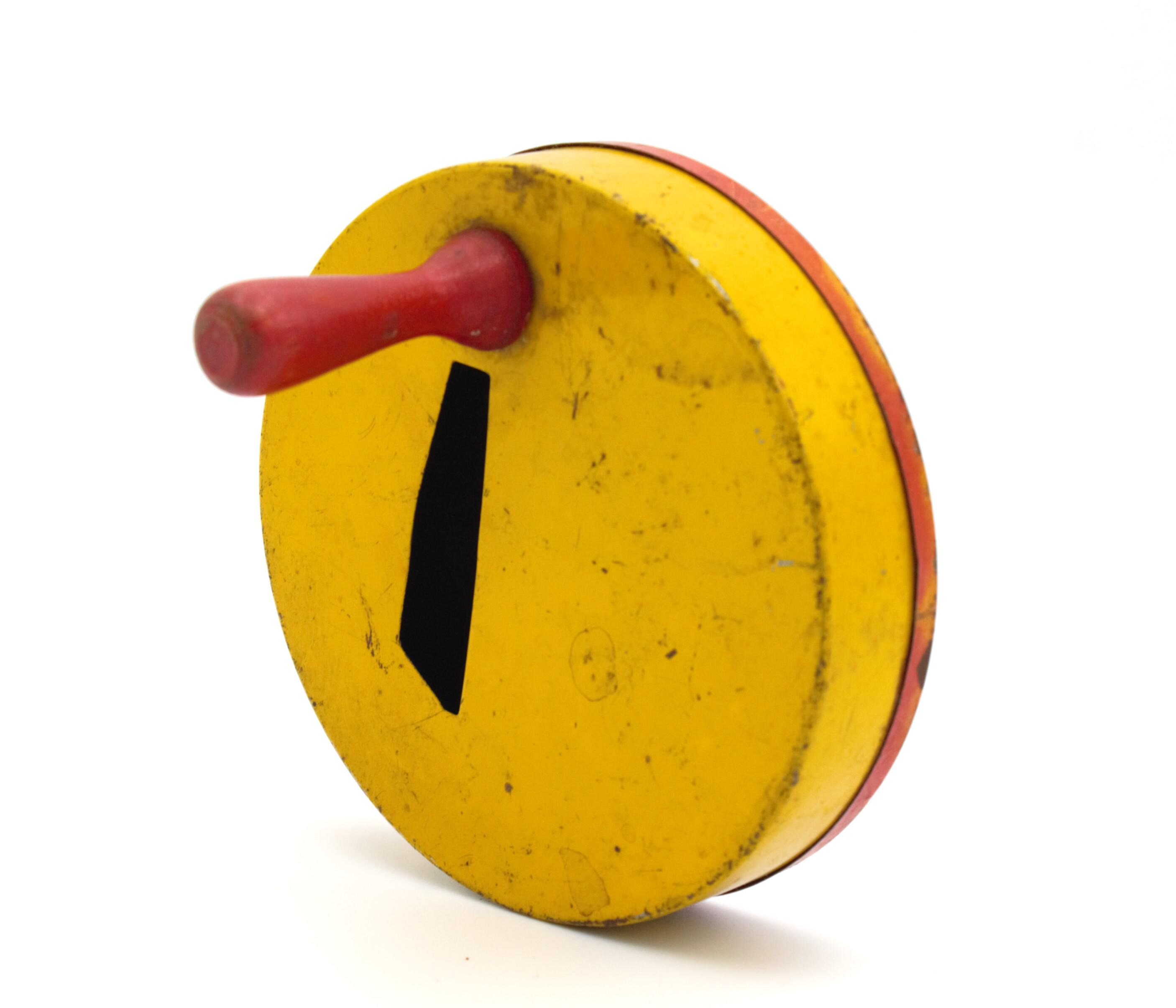 Vintage 1940s Clown Tin Toy Noise Maker Spinning Clacker Brightly ...