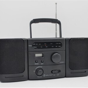 Vintage 1990s Mini Boombox Stereo Detachable Cloth Covered Speakers LCD ...