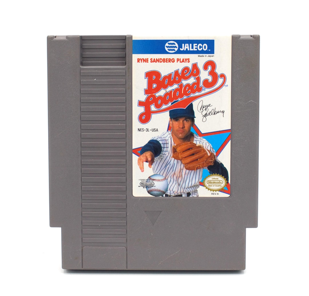 Vintage 1980s Bases Loaded 3 Ryne Sandberg Nintendo Baseball Video Game Cartridge Original 80s 8 ...
