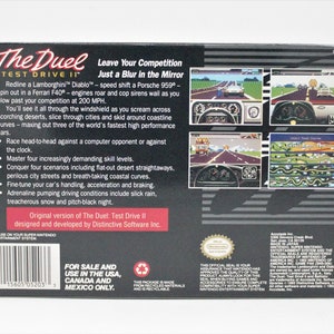 Vintage SNES Game the Duel Test Drive II Game Cartridge Street Racing ...