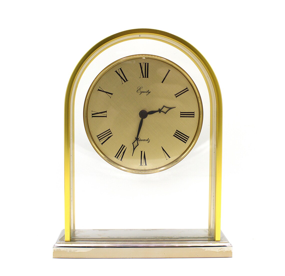 Vintage 1980s Equity Analog Quartz Clock Brass and Glass Art Deco Style ...
