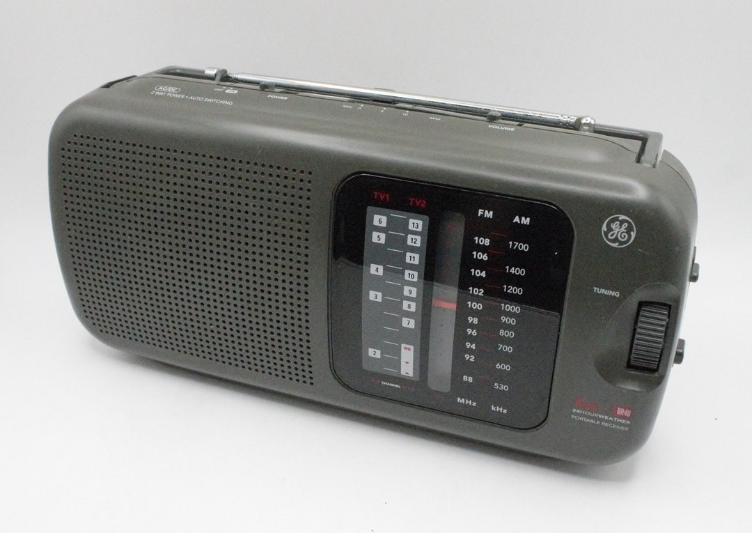 Vintage GE Radio Portable AM/FM Station Tuner With Weather Band Dark ...
