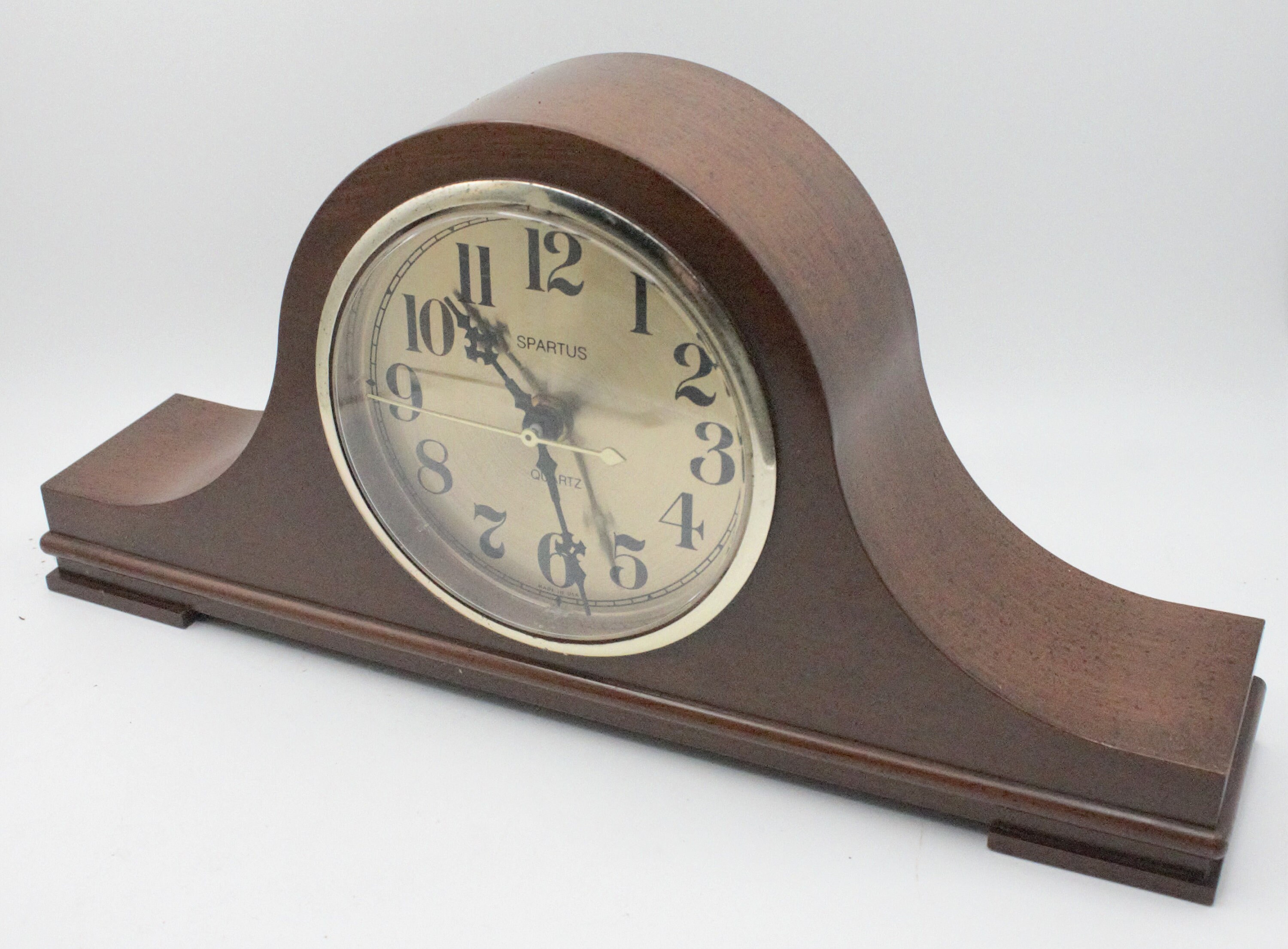 Vintage Spartus Electric Mantle Clock Simulated Wood Brass - Etsy