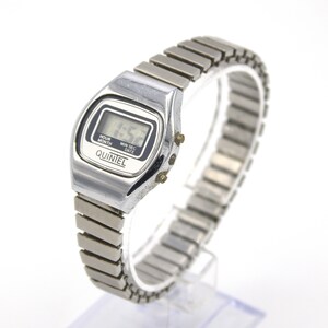 Vintage 1980s Quintel Digital Watch Chrome Silver LCD Quartz Wristwatch ...