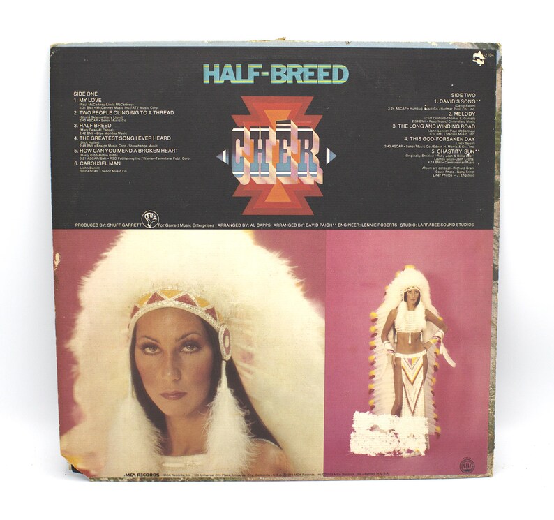 Vintage 1970s Vinyl Cher 1973 Album Half-breed Hippy Folk Rock Native ...