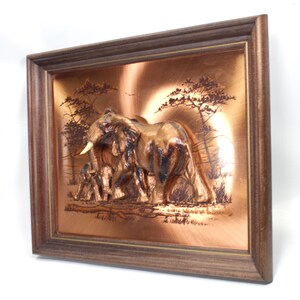 Vintage 1970s Copper Wall Art African Tusked Elephants 3D Sculpture ...