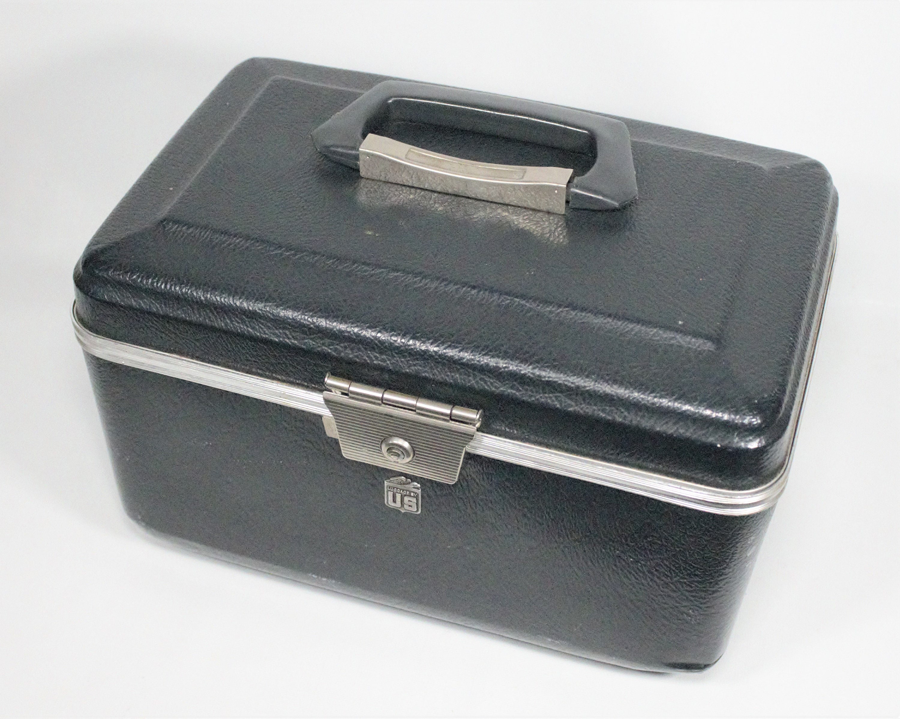 Vintage Mid-century Train Case Suitcase Dark Blue Chrome Small - Etsy