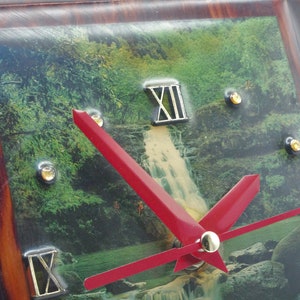 Vintage Wall Clock Waterfall Stream Landscape Scene Stained Wood Resin ...