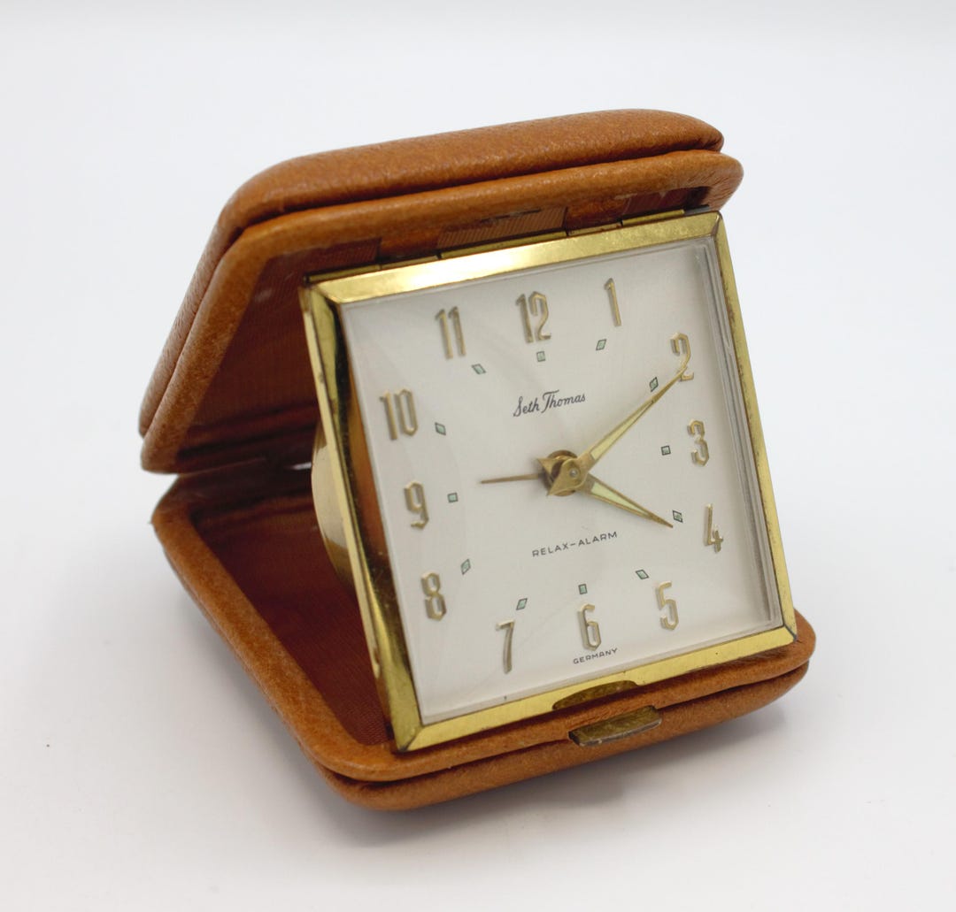 Vintage Seth Thomas Travel Alarm Clock Mid-century Brass Spring Wound ...