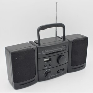 Vintage 1990s Mini Boombox Stereo Detachable Cloth Covered Speakers LCD ...