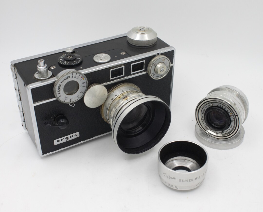 Vintage Argus Camera and Lens Set Wide Angle With Case Roll Film ...