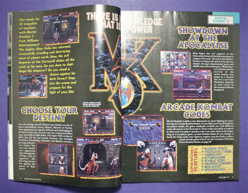 Nintendo Power 1995 Issue Mortal Kombat 3 Star Wars Killer Instinct 10 ...