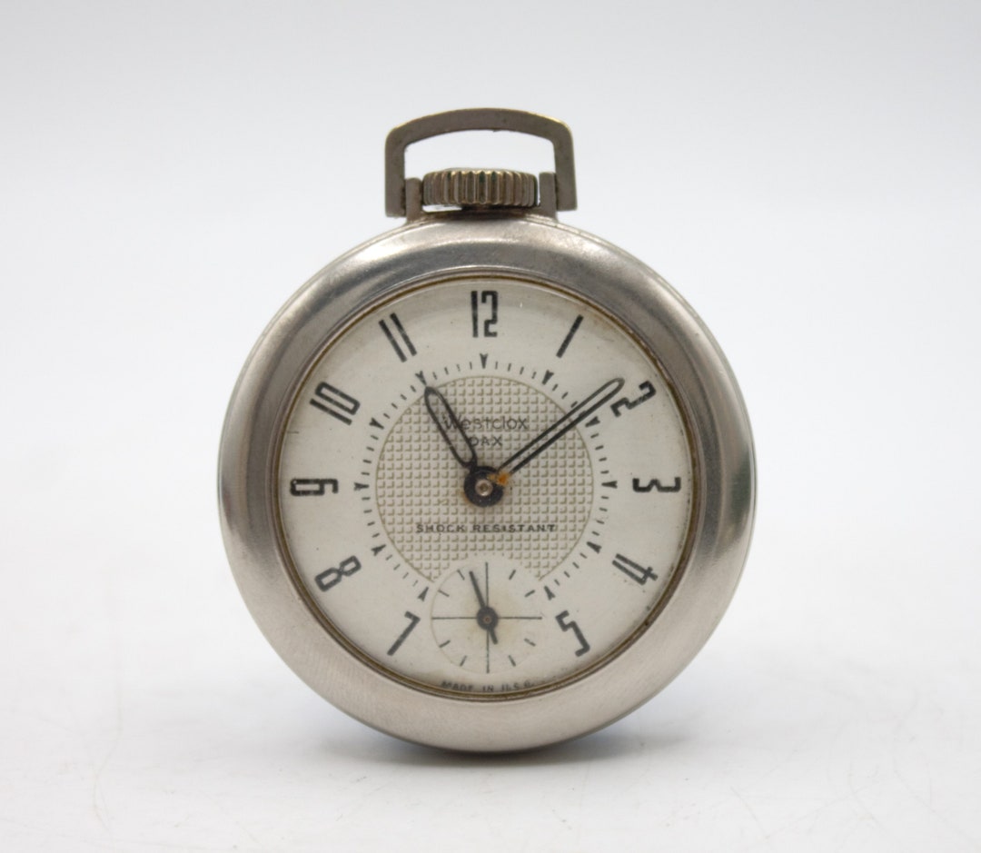 Vintage Mid-century Pocket Watch Silver Stainless Steel Spring Wound ...