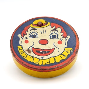 Vintage 1940s Clown Tin Toy Noise Maker Spinning Clacker Brightly ...