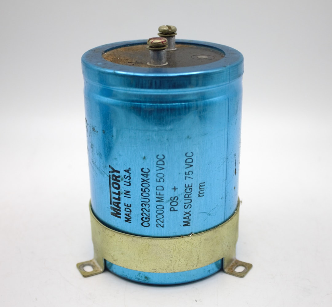 Vintage Mallory Capacitor 22000 MFD 50 VDC Pos+ Max Surge 75 VDC Old ...