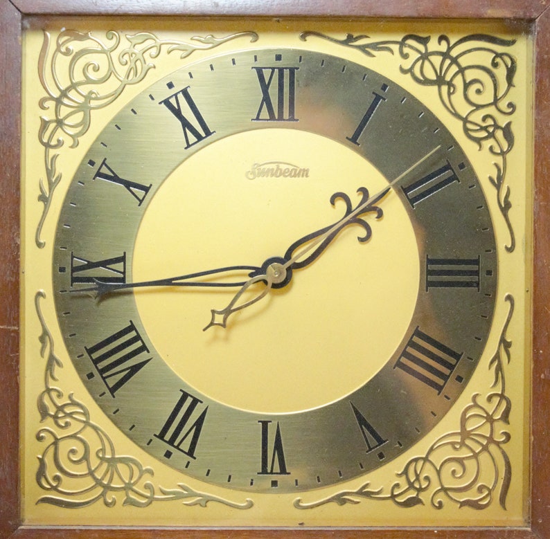 Vintage Wall Clock Sunbeam Electric Analog Dial Wood Frame - Etsy