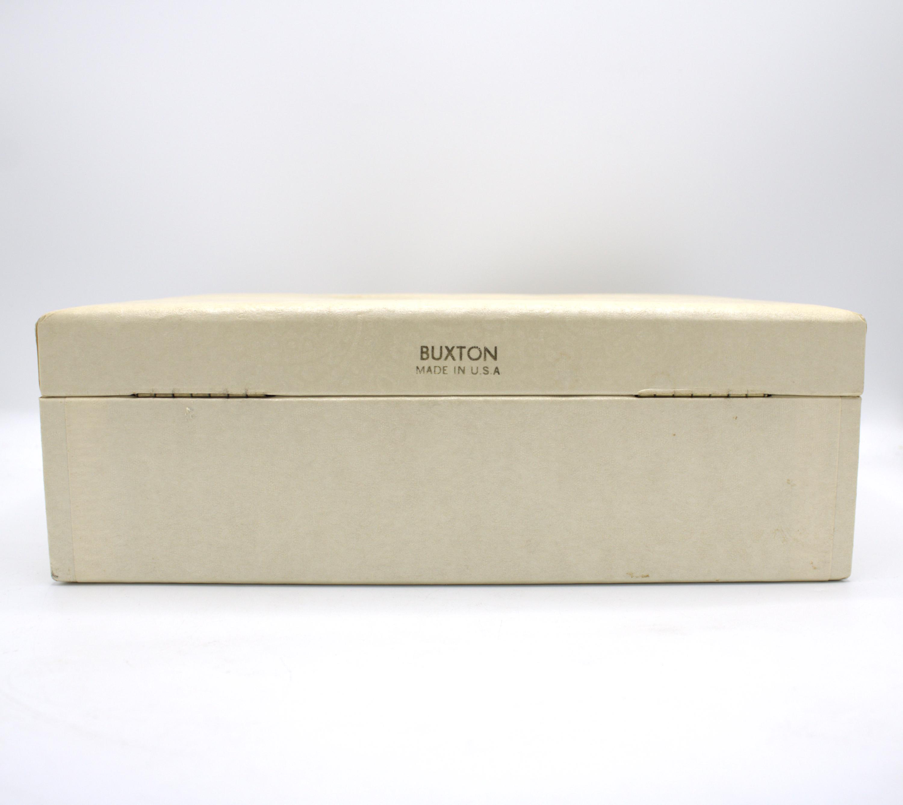 Vintage Buxton Jewelry Box Mid-century White Gold Vinyl Red Velvet ...