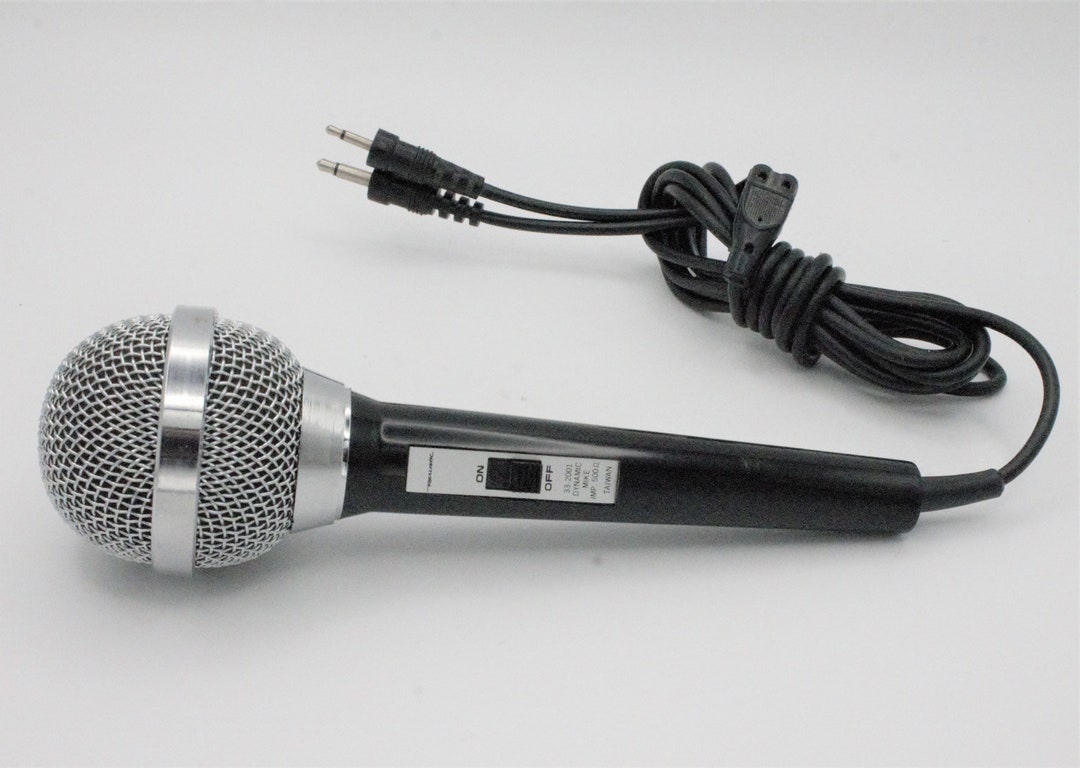 Vintage Microphone Silver Metal Mesh 1/4 and 3.5mm Input Jack Dynamic ...