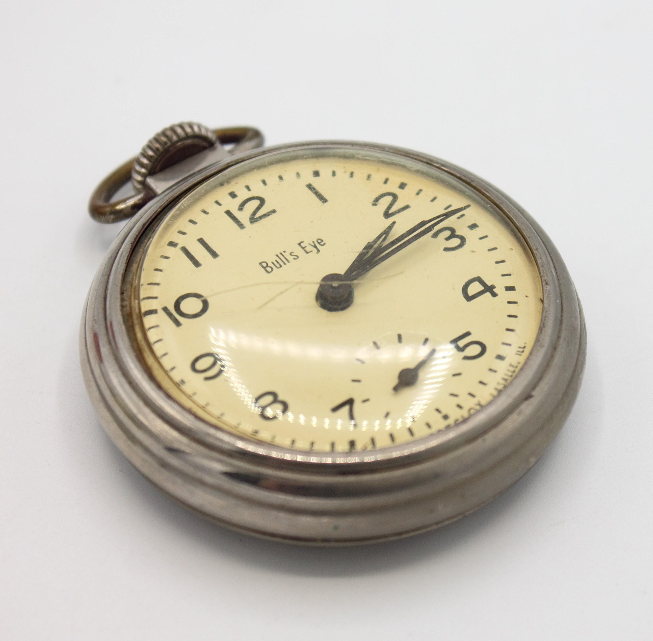 Vintage Westclox Bull's Eye Pocket Watch Spring Wound Mechanical ...