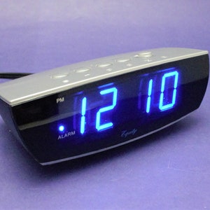 Vintage Digital Alarm Clock Blue Light LED Lit Display Silver - Etsy