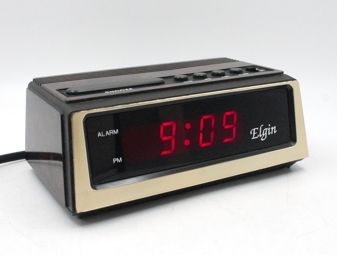 Vintage Digital Alarm Clock Electronic Red LED Time Display Simulated ...