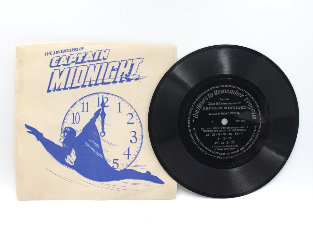 Vintage Captain Midnight Record Nazi U-boat Peril 1940s Action Radio ...