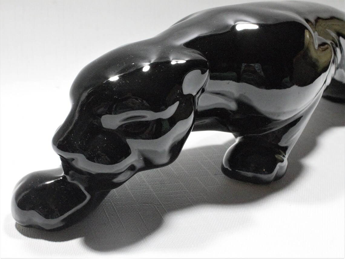 Vintage Black Panther Ceramic Sculpture Mid-century Art Pair - Etsy