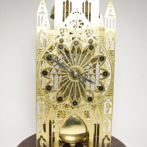 Vintage Brass Gothic Cathedral Clock Glass Dome Pendulum Bell Tone ...