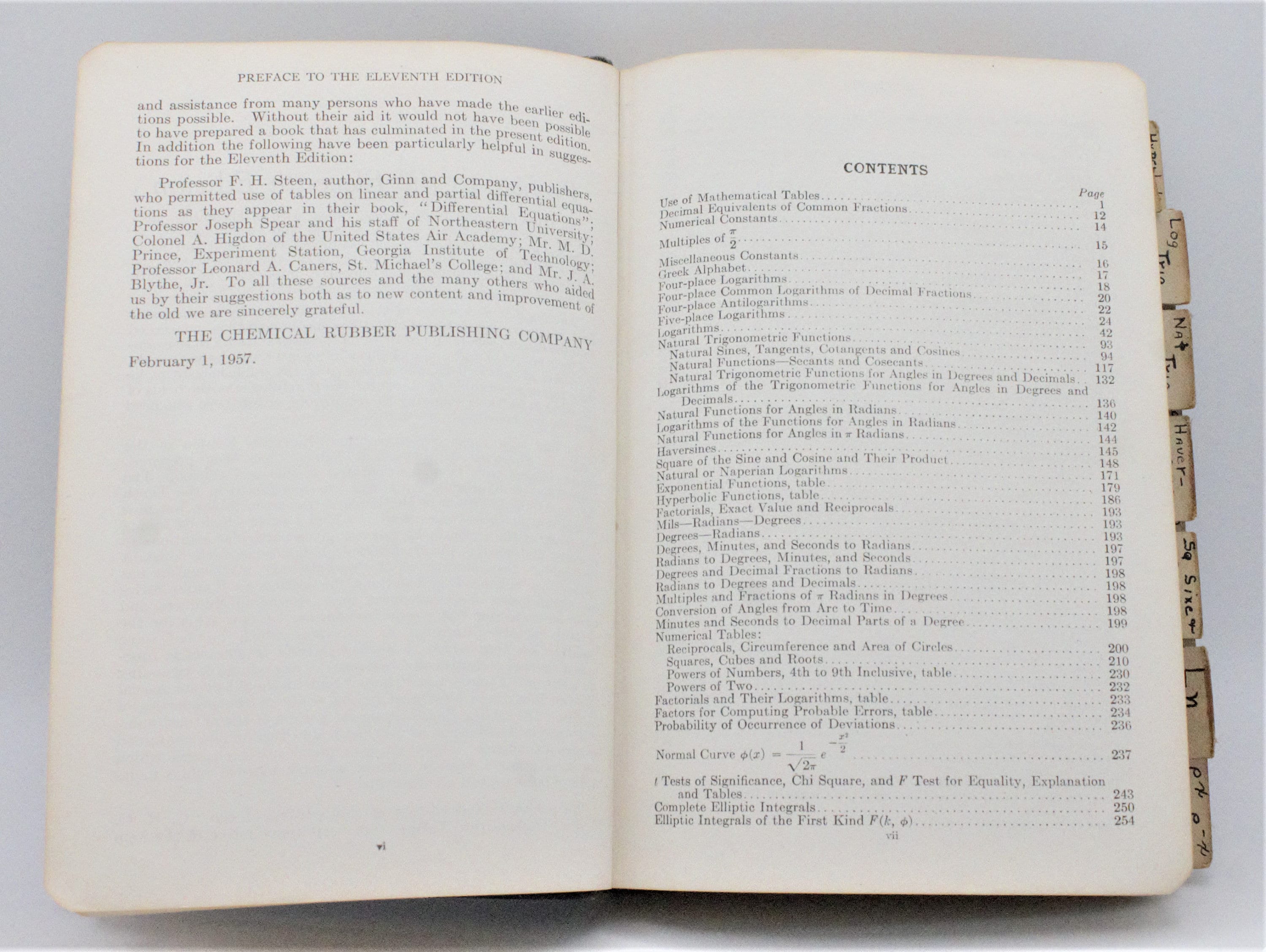 Vintage 1950s Standard Mathematical Tables Hardcover Book 11th - Etsy