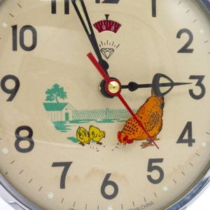 Vintage Alarm Clock Animated Motion Feeding Chicken and Chicks Farm ...