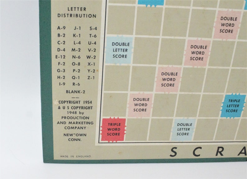 Vintage 1950s Scrabble Game Board Game Spear & Co England 1954 Classic ...