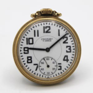 Vintage Pocket Watch Crosby Swiss Made 17 Jewel Mechanical Spring Wind ...