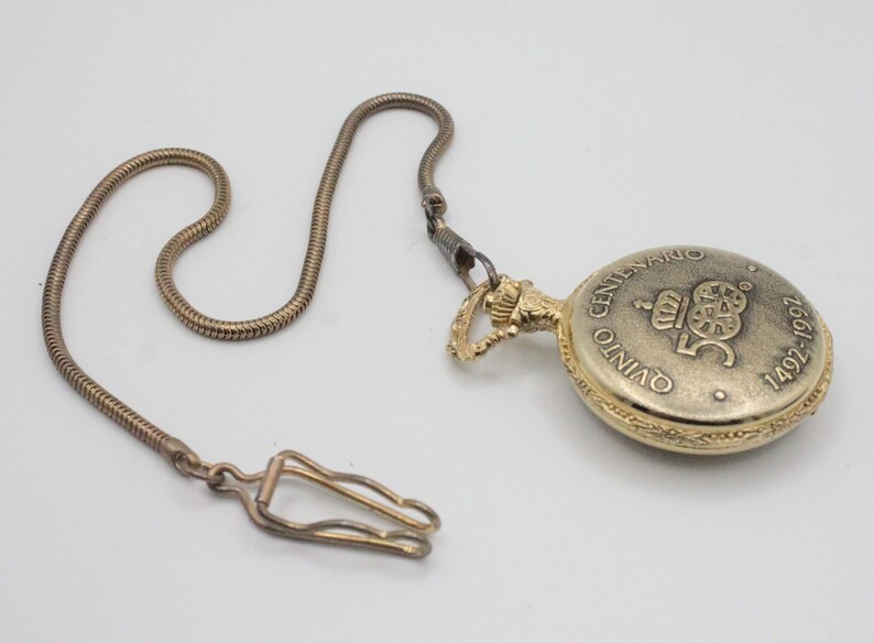 Vintage Pocket Watch Qvinto Centenario 1492-1992 Columbus Commemorative ...