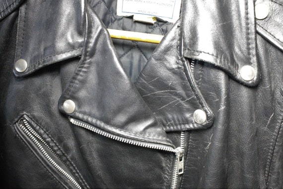 Vintage Leather Jacket bad ass biker rocker silver me… - Gem