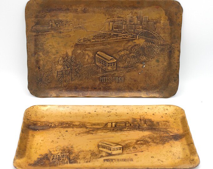 Vintage Bronze Pittsburgh City Skyline Relief Art Solid Hand Forged ...