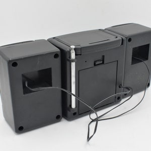 Vintage 1990s Mini Boombox Stereo Detachable Cloth Covered Speakers LCD ...