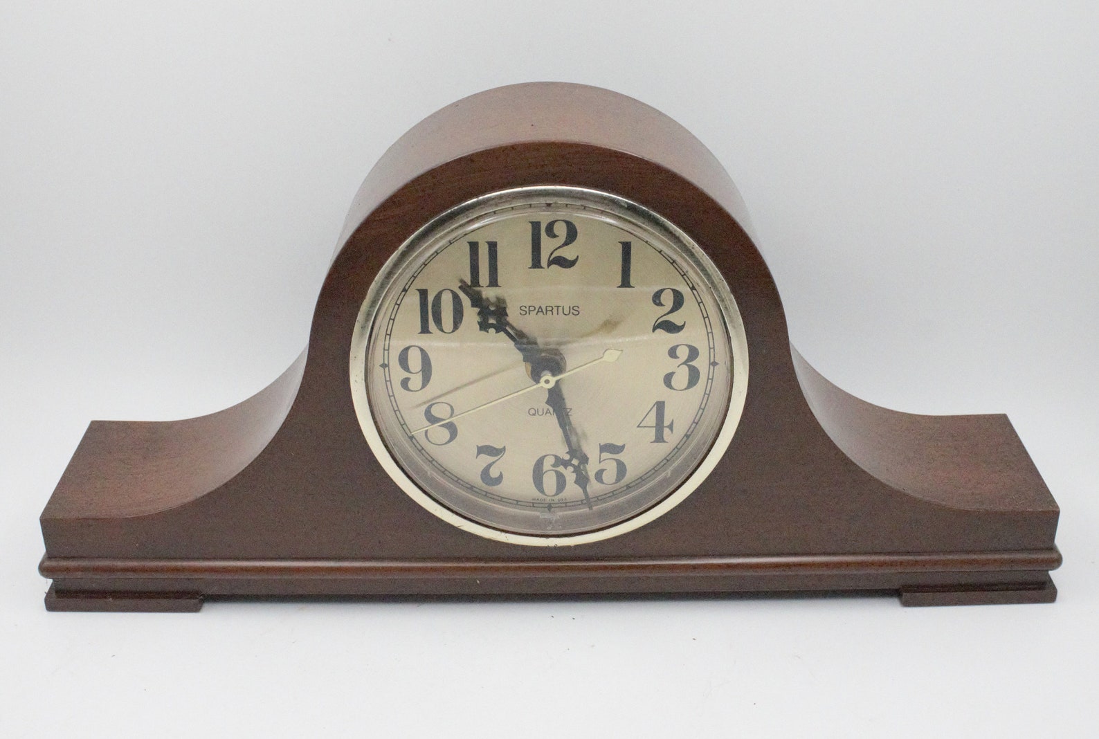 Vintage Spartus Electric Mantle Clock Simulated Wood Brass - Etsy