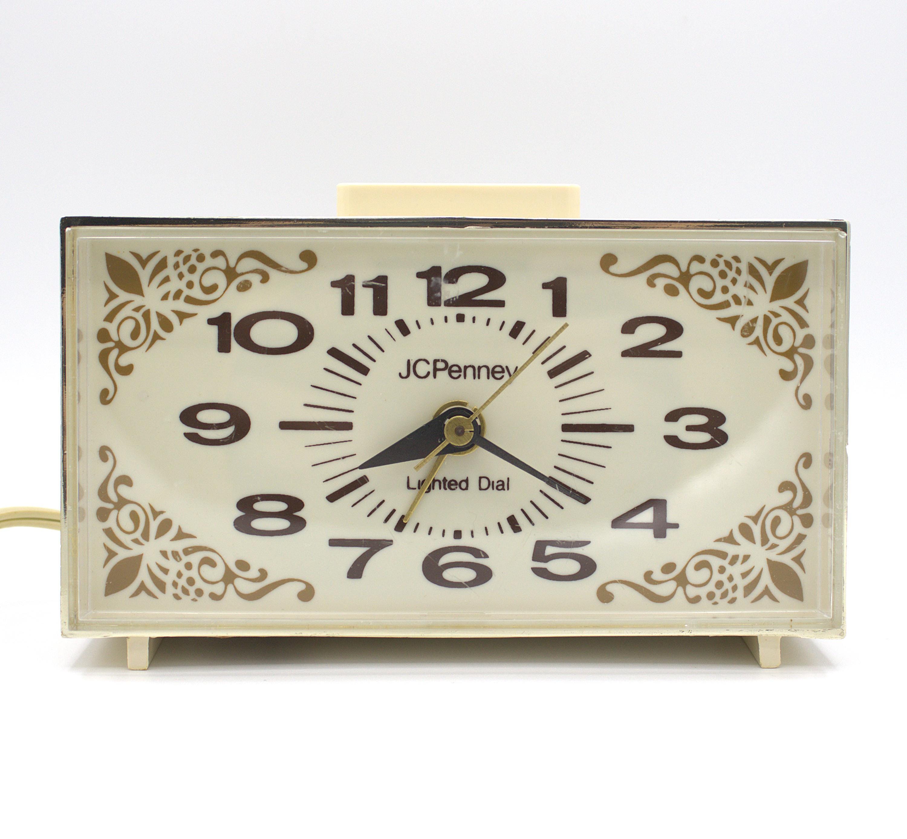 Vintage Mid-century Mod Alarm Clock Lighted Dial Electric Analog Ornate ...