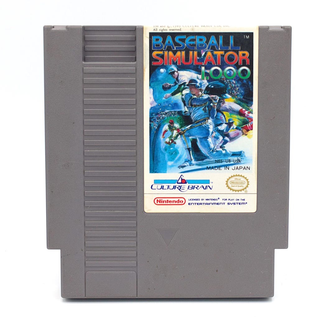 Vintage 1985 Baseball Simulator 1.000 Nintendo Video Game Cartridge ...