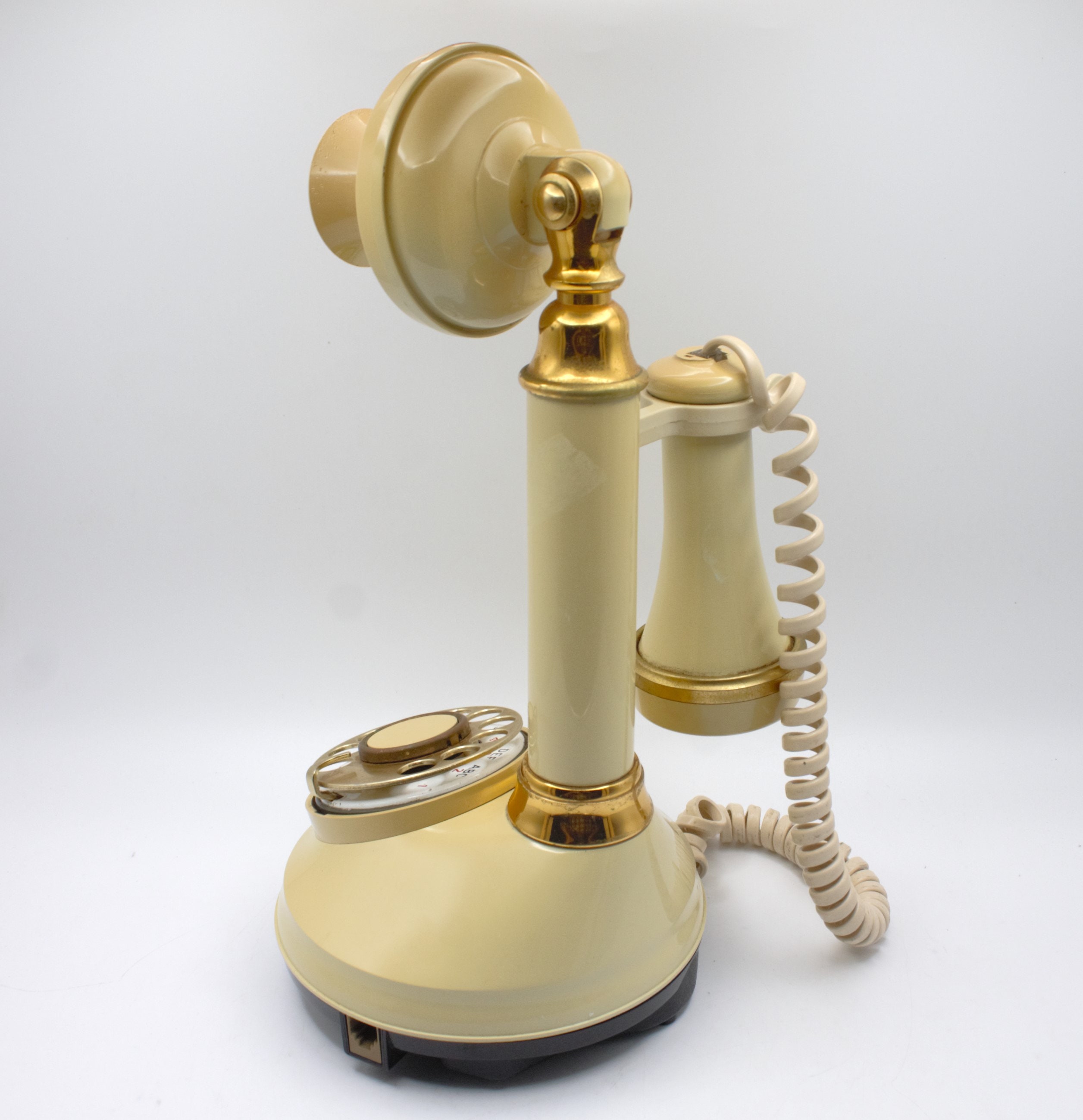 Vintage 1970s Candlestick Rotary Telephone Antique Style Landline Phone ...