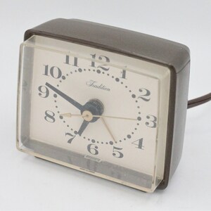 Vintage Nightstand Alarm Clock Tradition Sears Brown Plastic Case ...