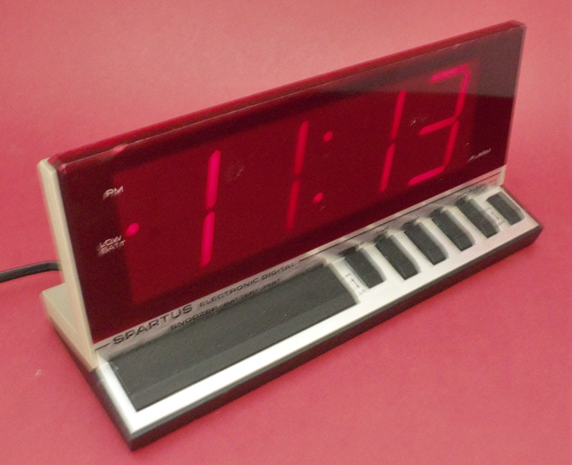 Vintage Digital Alarm Clock Large Red LED Lighted Time Display - Etsy